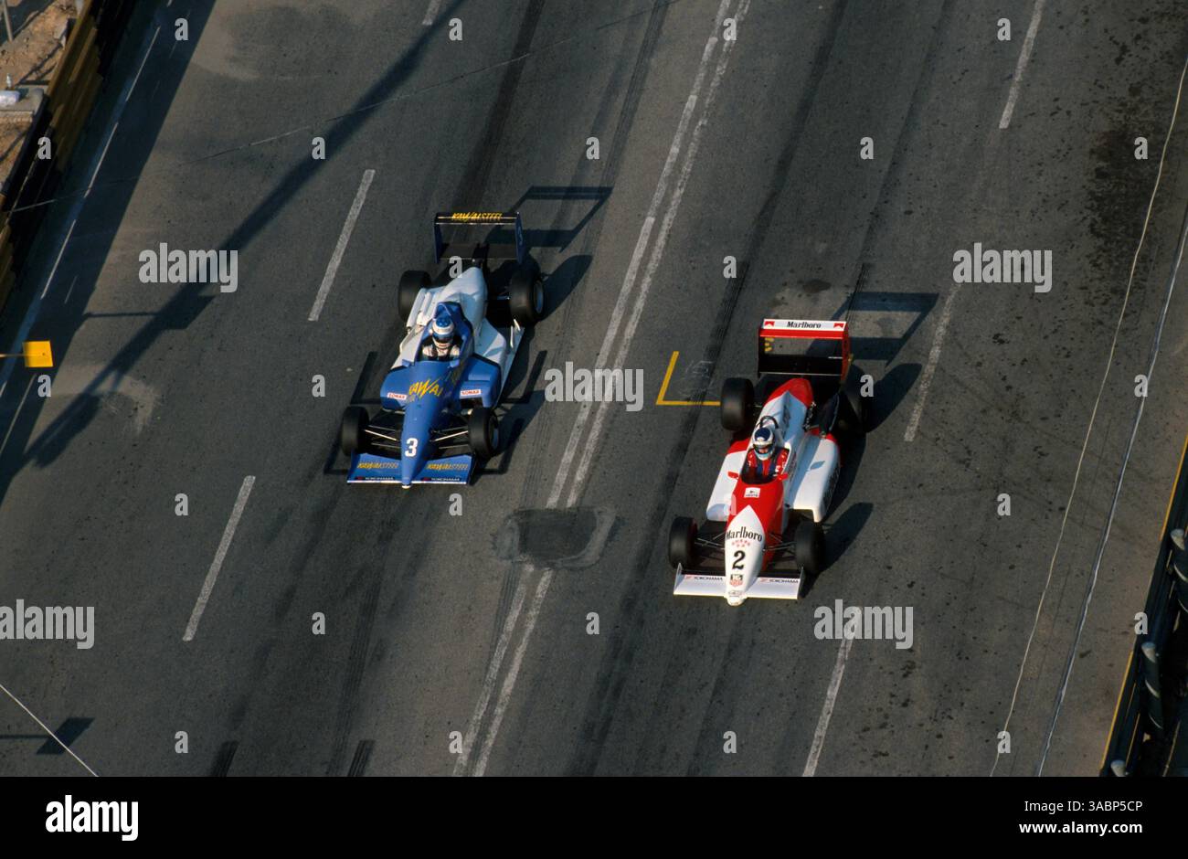 Pole sitter Mika Hakkinen (FIN) Ralt RT34-Mugen leads race winner ...