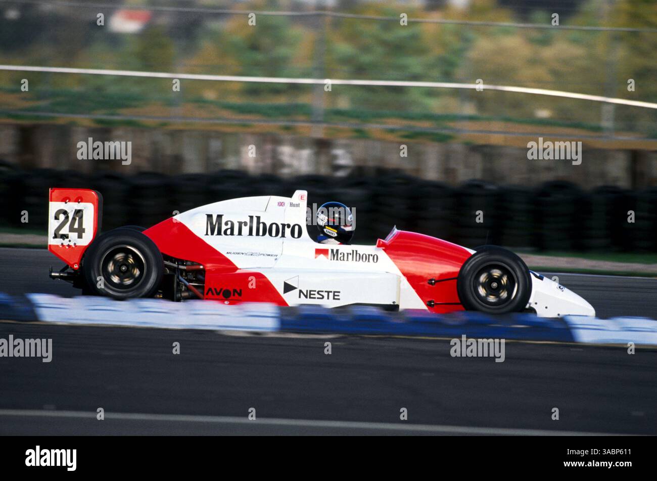 James Hunt (GBR) tests the Eddie Irvine (GBR) Pacific Racing Reynard ...