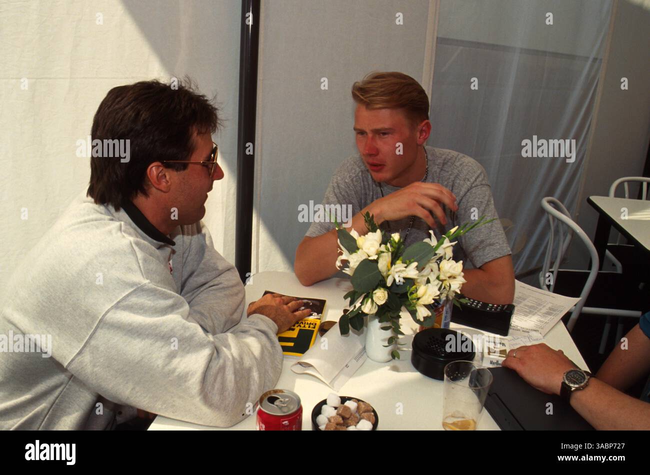 McLaren test driver Mika Hakkinen, left, discusses his options for 1994 ...