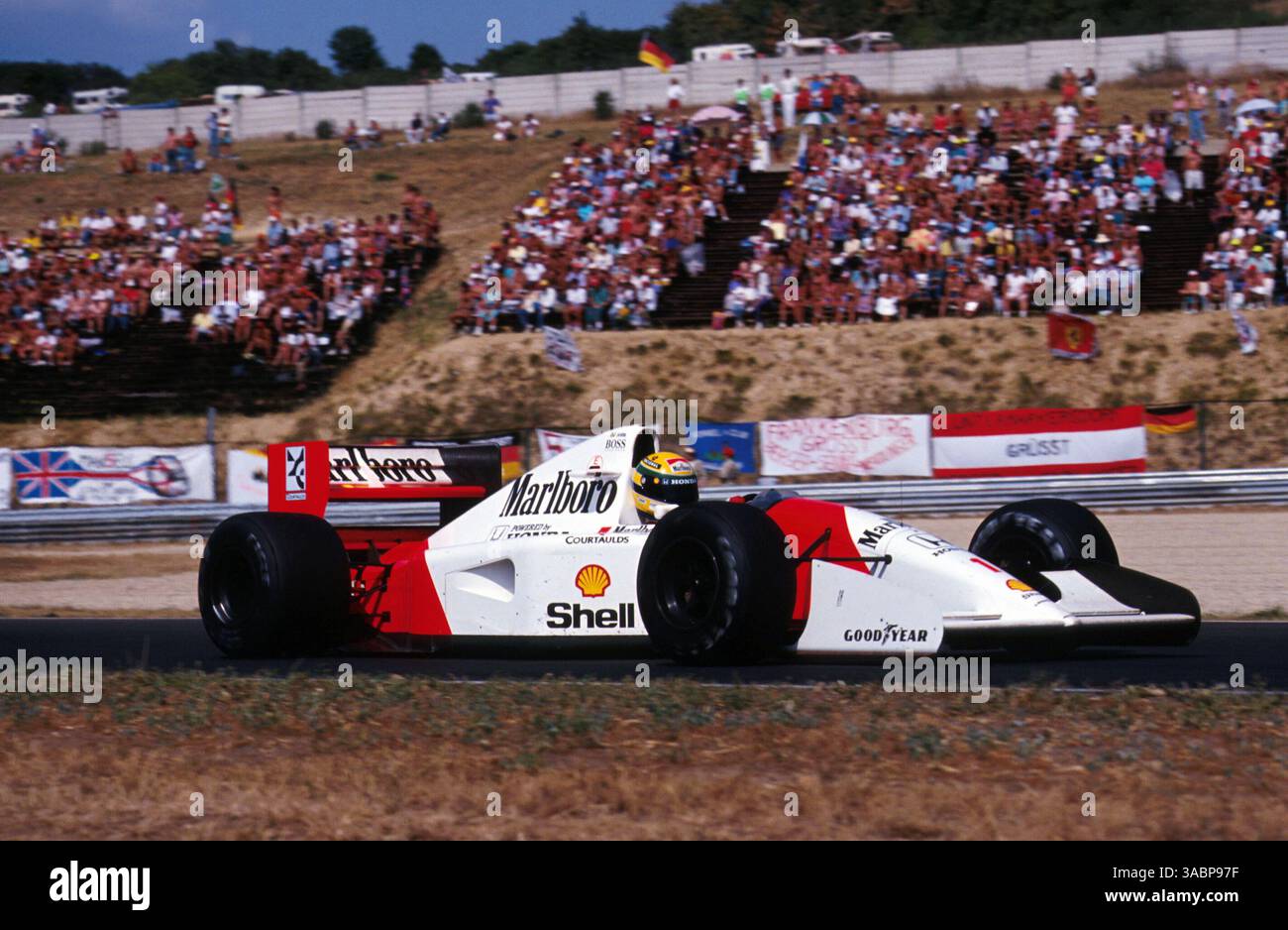 Ayrton Senna (BRA) McLaren MP4/6B, 1st place...Hungarian Grand Prix ...