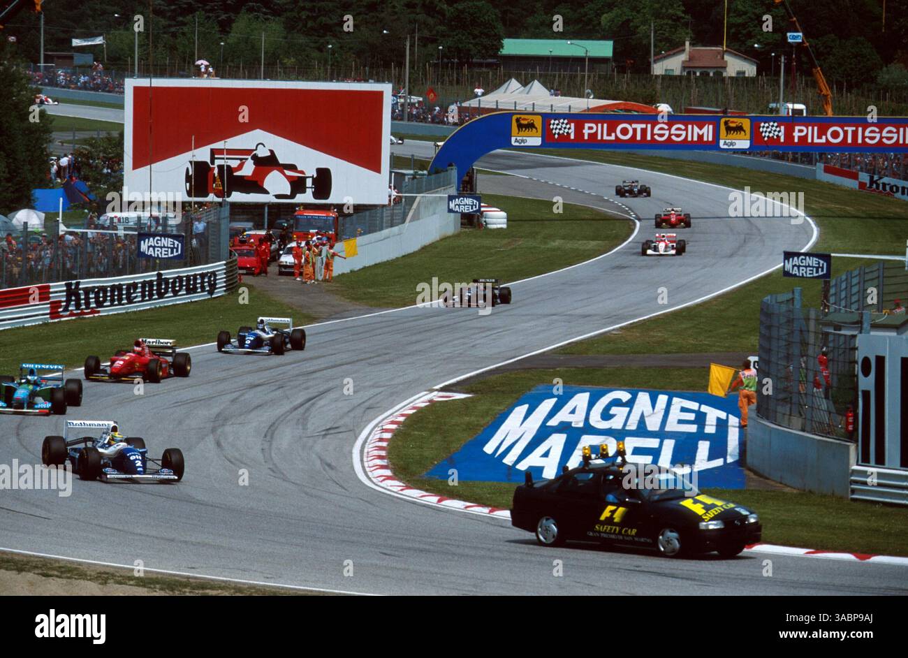 Ayrton Senna (BRA) Williams FW16 leads the field before his fatal crash ...