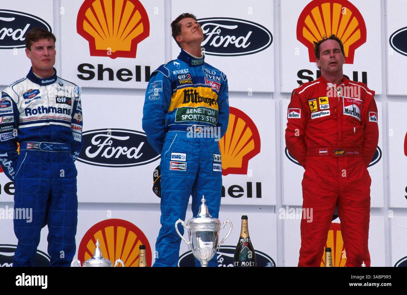 Winner Michael Schumacher(GER)Benetton B195, 2nd place David Coulthard ...