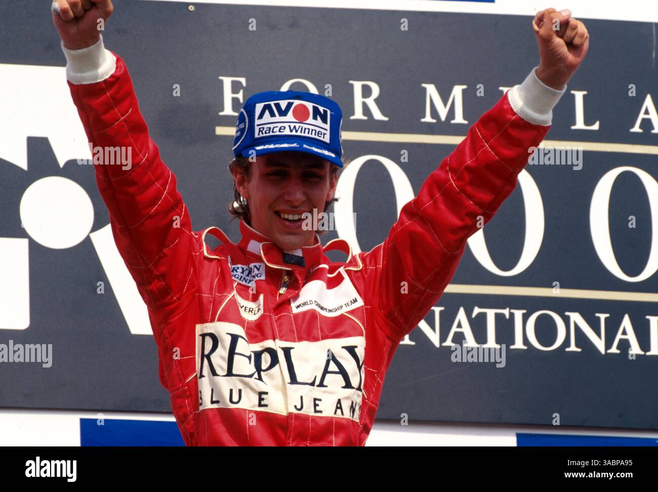 Race winner Luca Badoer (ITA) Team Crypton celebrates victory on the ...