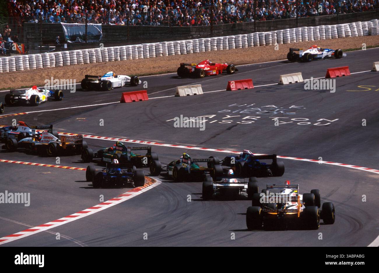 The field make their way through a temporary chicane inserted to tame ...