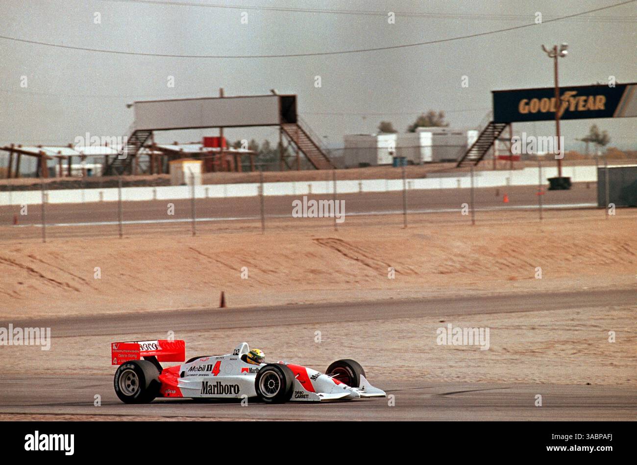 Ayrton Senna (BRA) testing the Penske Chevrolet PC22 for the first and ...