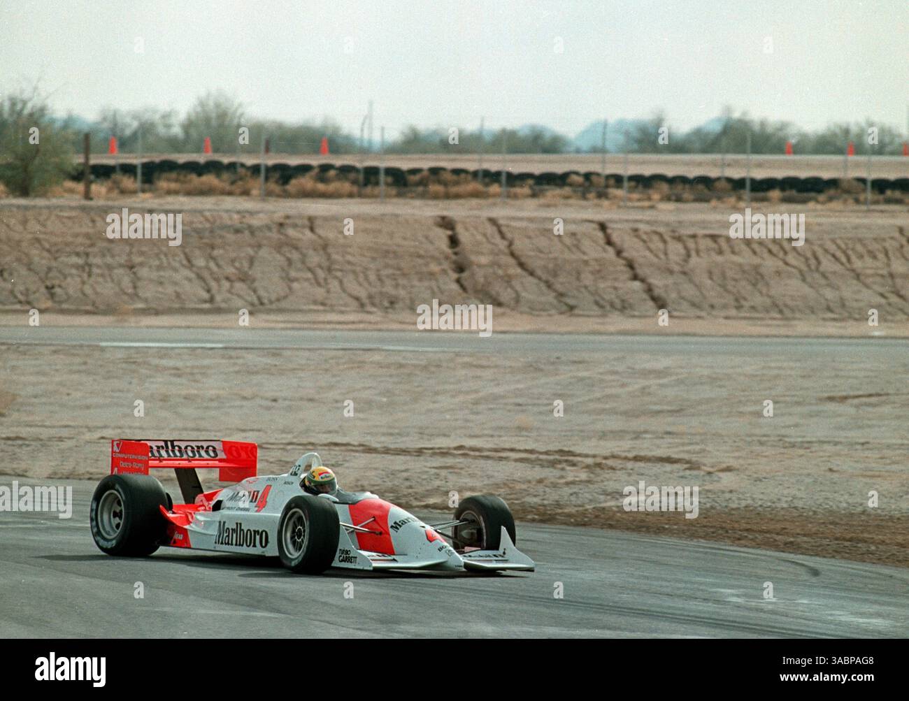 Ayrton Senna (BRA) testing the Penske Chevrolet PC22 for the first and ...