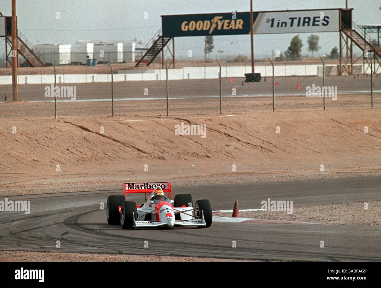 Ayrton Senna (BRA) testing the Penske Chevrolet PC22 for the first and ...