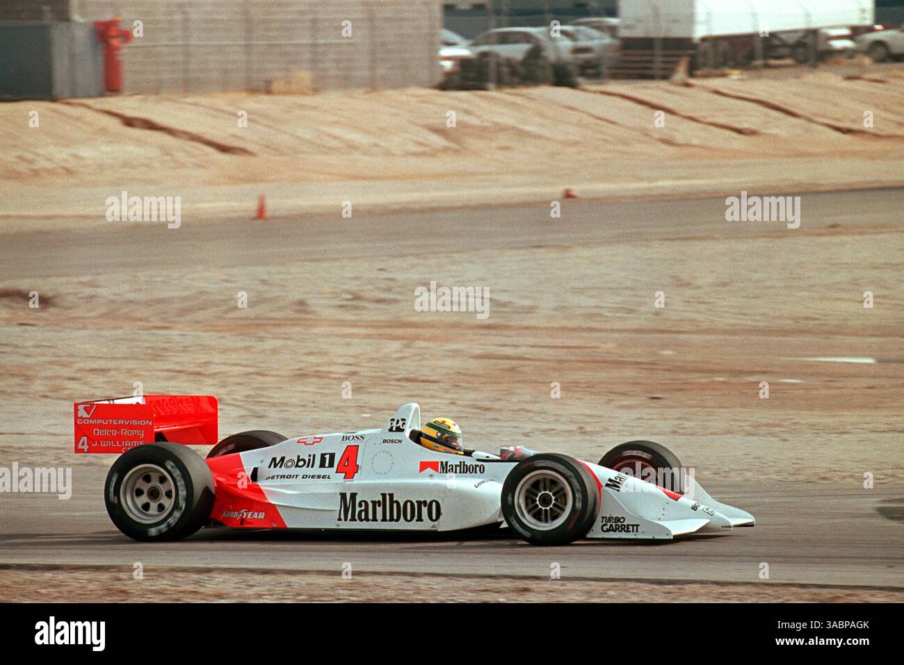 Ayrton Senna (BRA) testing the Penske Chevrolet PC22 for the first and ...