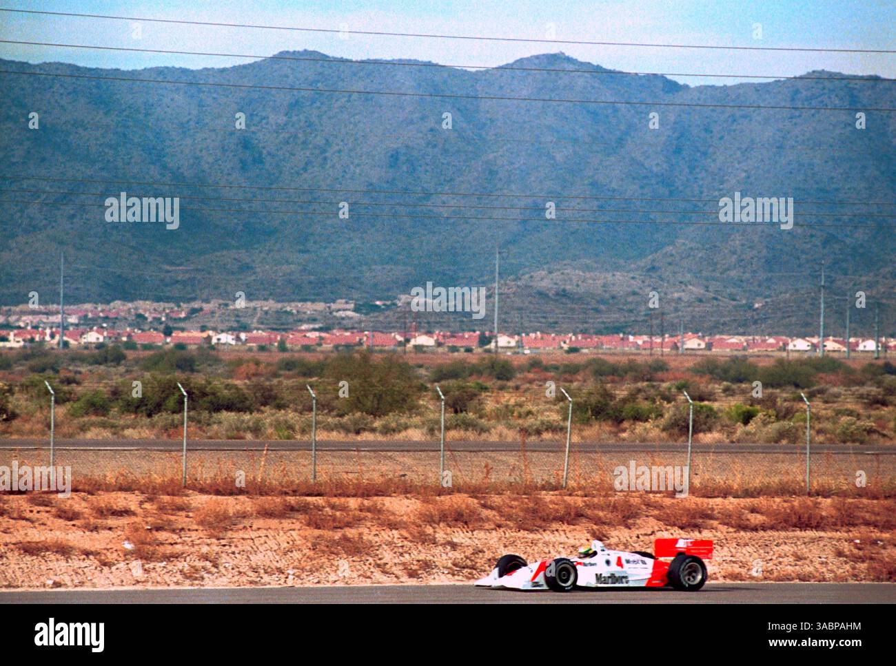 Ayrton Senna (BRA) testing the Penske Chevrolet PC22 for the first and ...