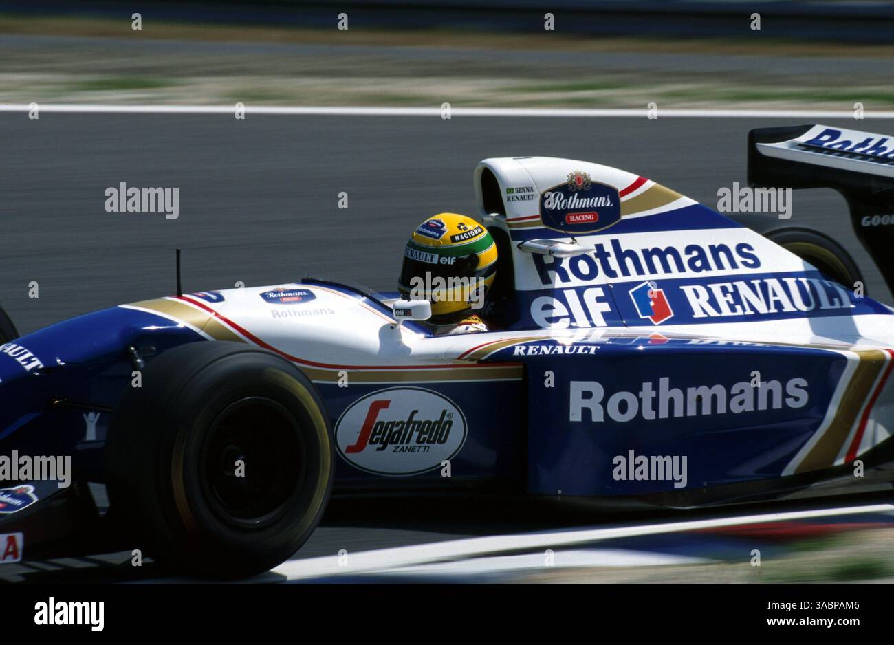 Pole sitter Ayrton Senna (BRA) Williams FW16 was taken out at the first ...