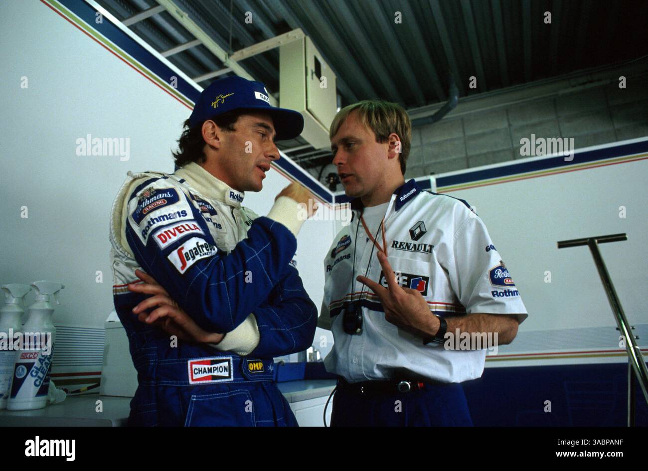 L to R): Pole Sitter Ayrton Senna (BRA) Williams FW16 with his Race ...