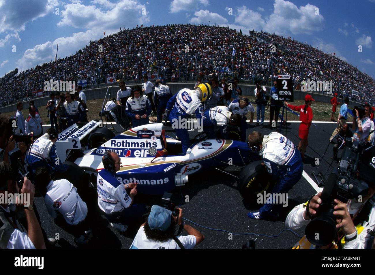 Pole sitter Ayrton Senna (BRA) Williams FW16, who was taken out at the ...