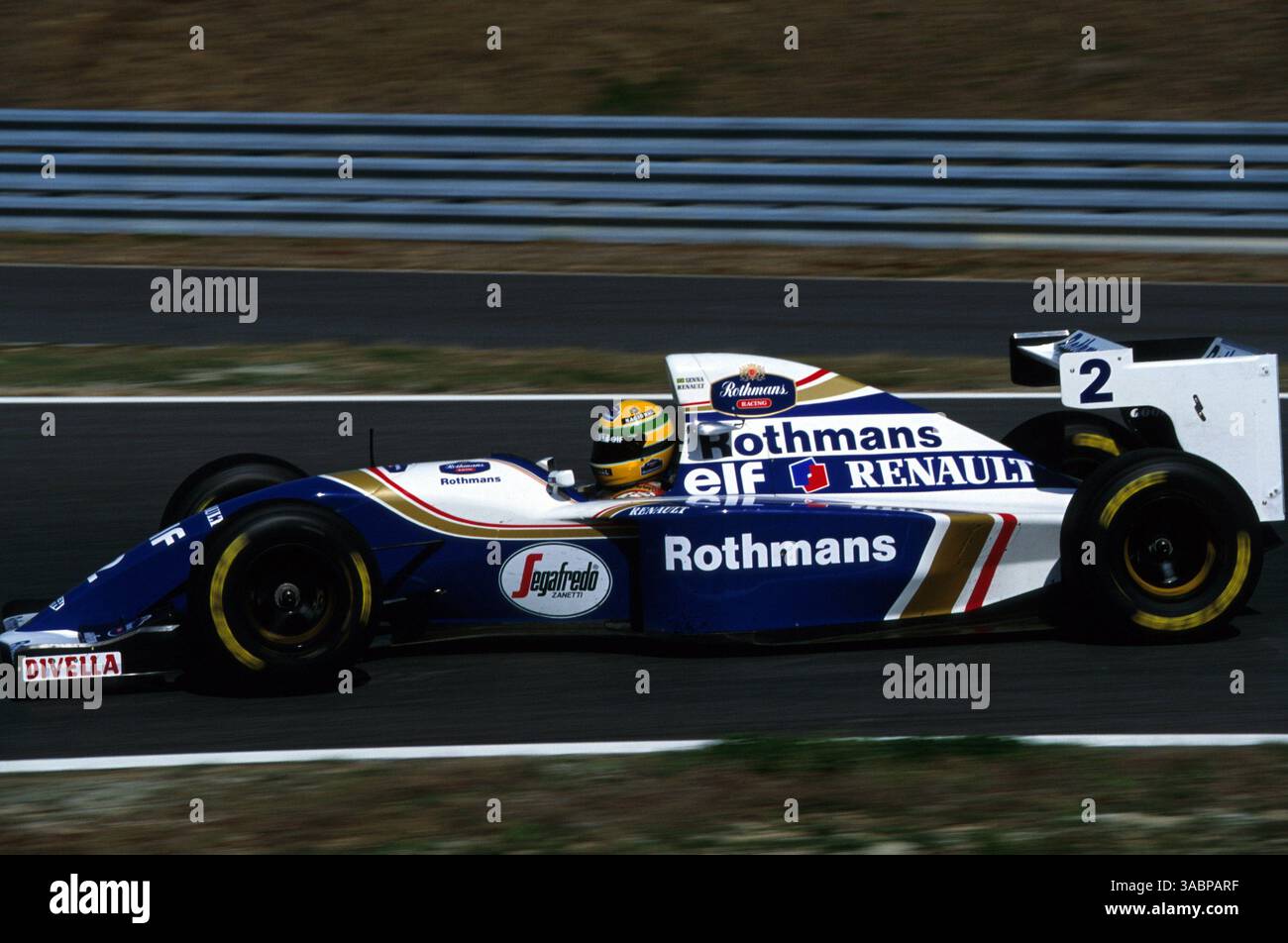 Pole sitter Ayrton Senna (BRA) Williams FW16 was taken out at the first ...