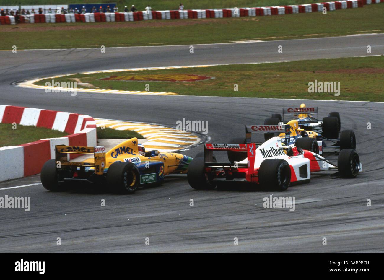 Riccardo Patrese, Nigel Mansell, Ayrton Senna and Michael Schumacher ...