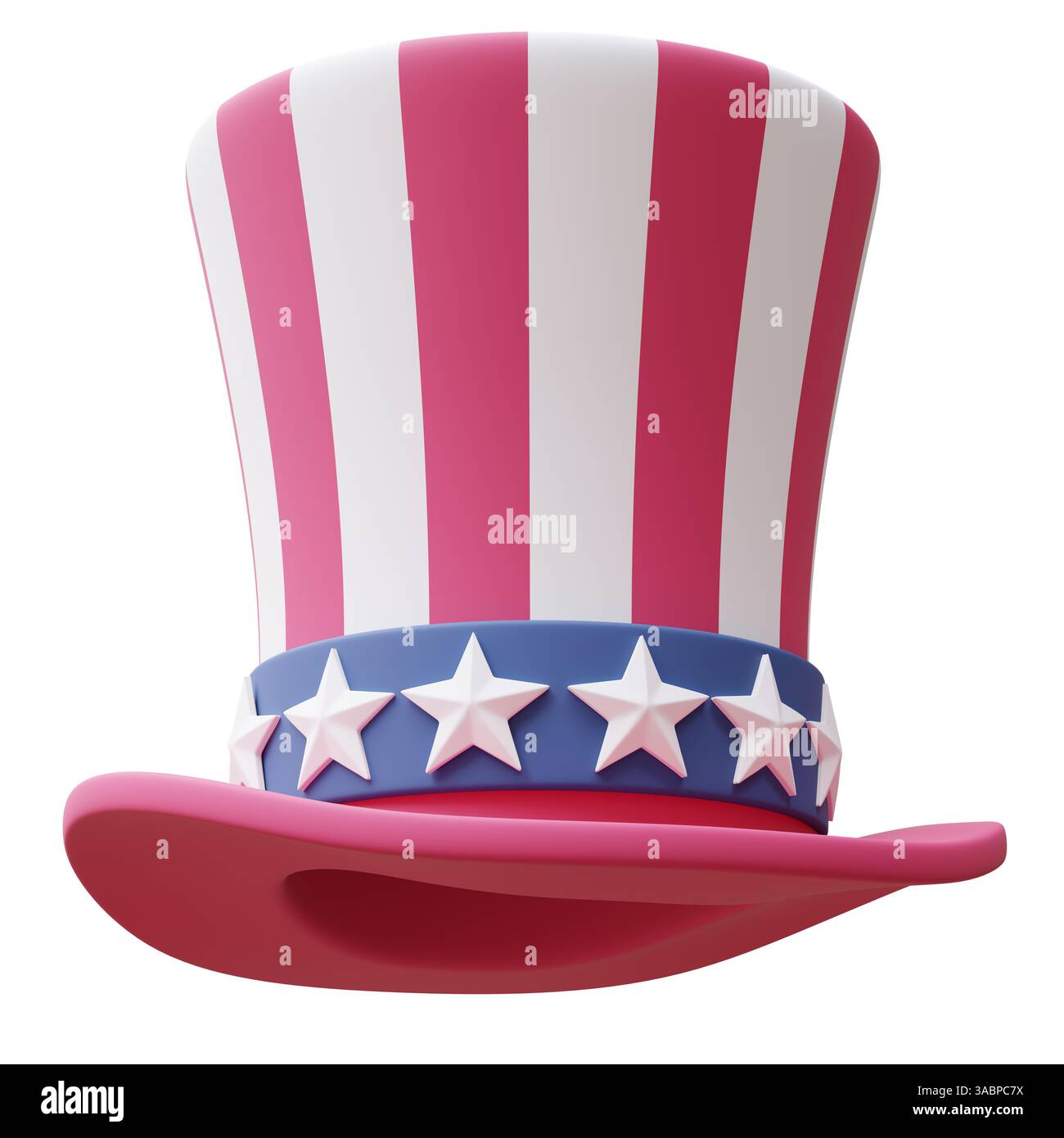 US flag Uncle Sam hat isolated on white, USA national patriotic cap. 3d ...