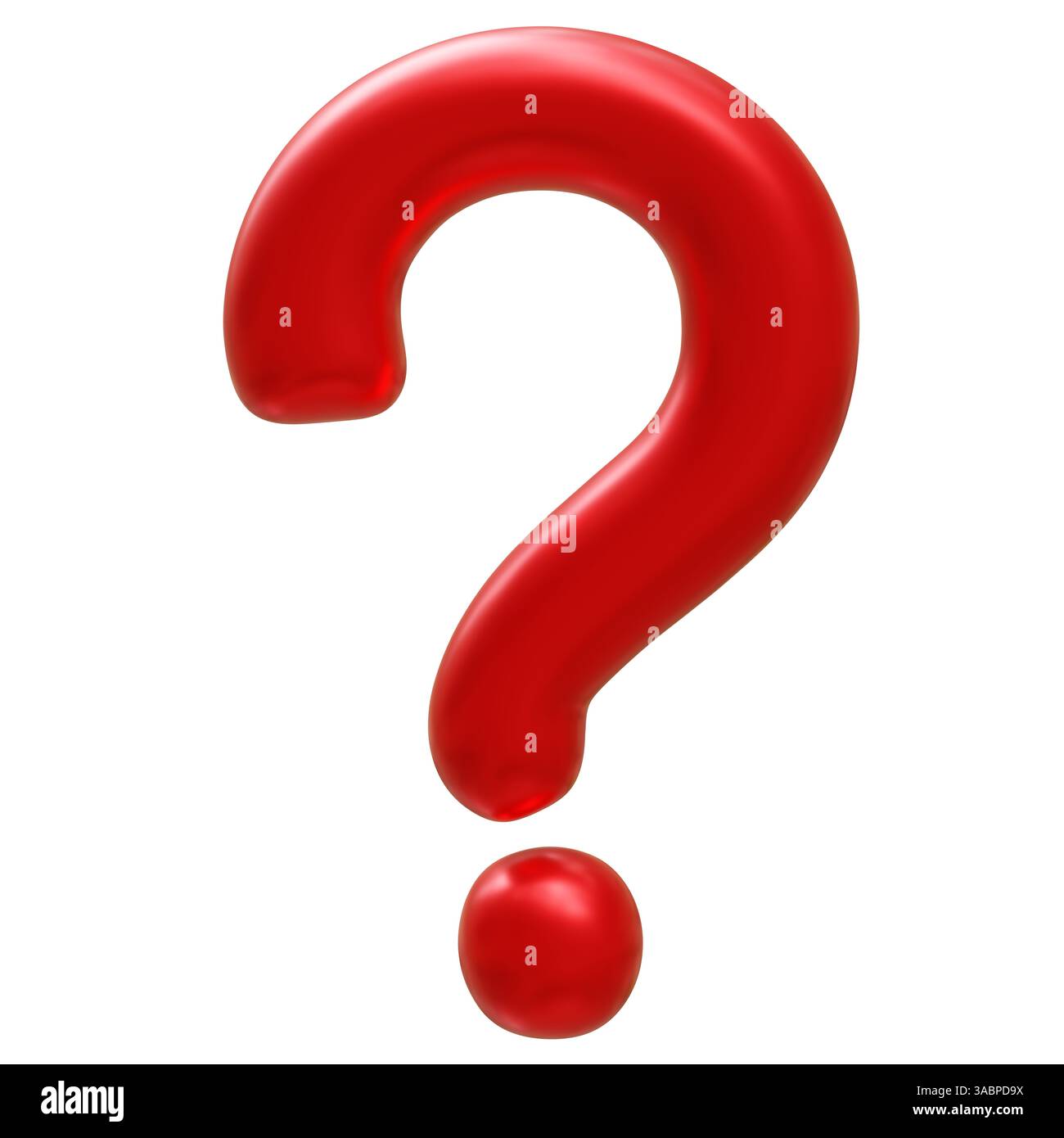 Question mark isolated on white, red color punctuation point, 3d render ...