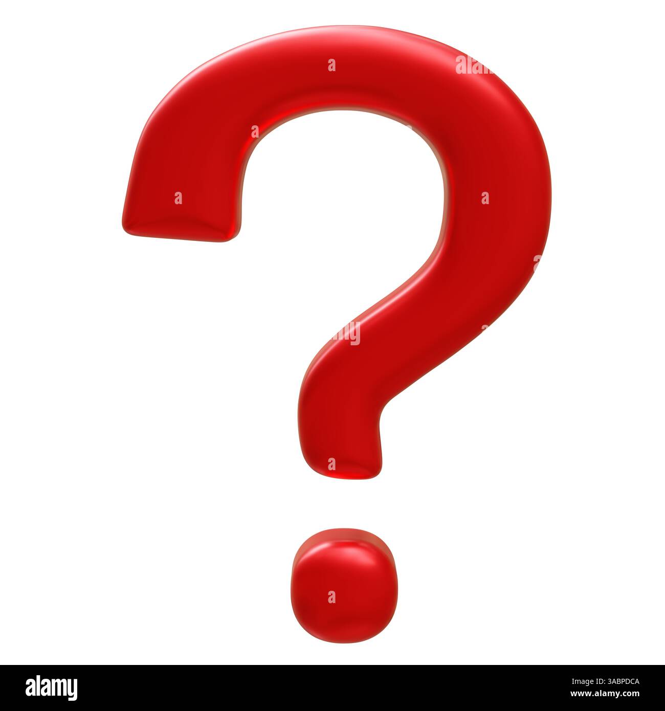 Question mark isolated on white, red color punctuation point, 3d render ...