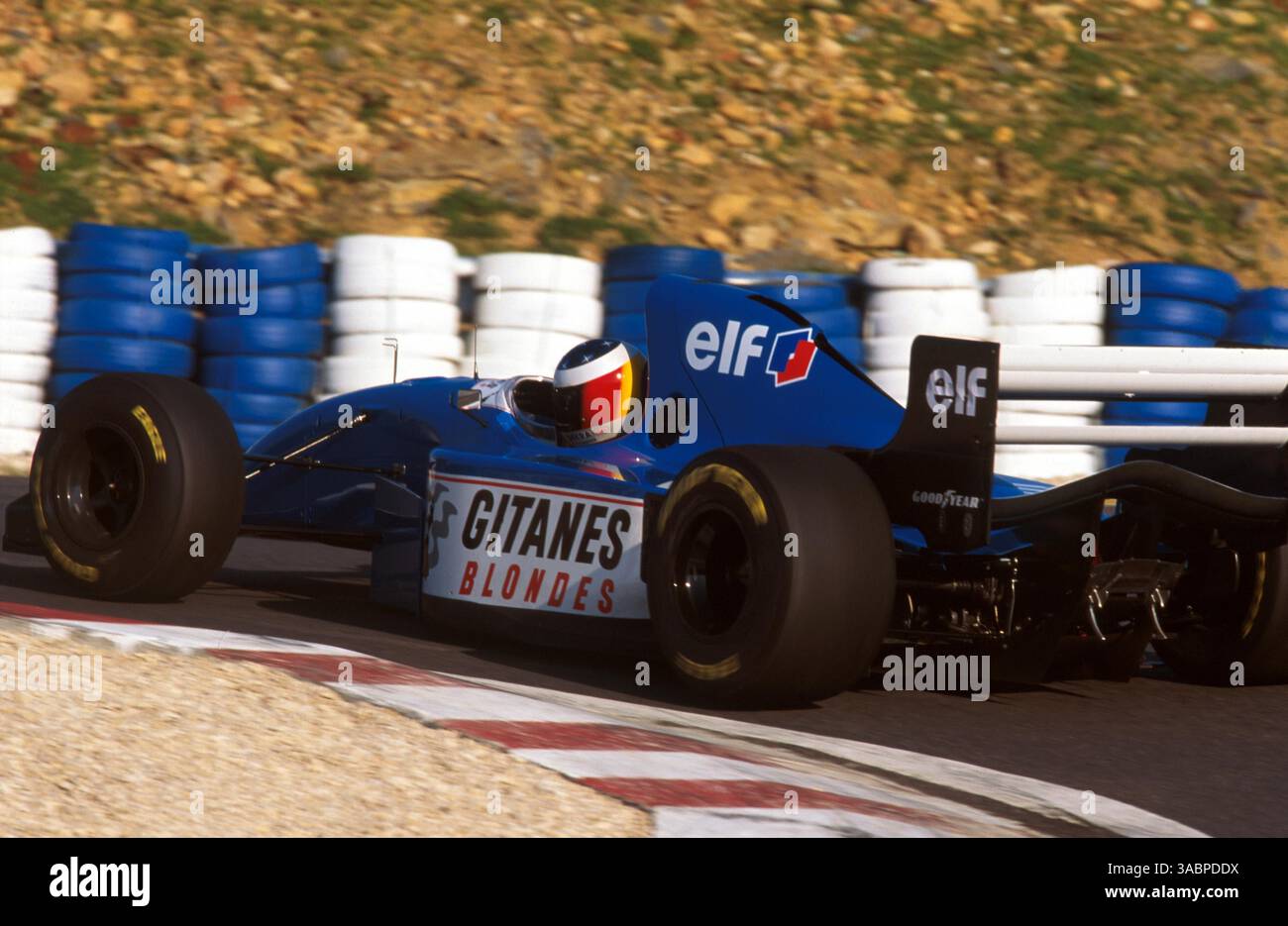 Michael Schumacher (GER) tests the Ligier JS39B Renault to evaluate the ...