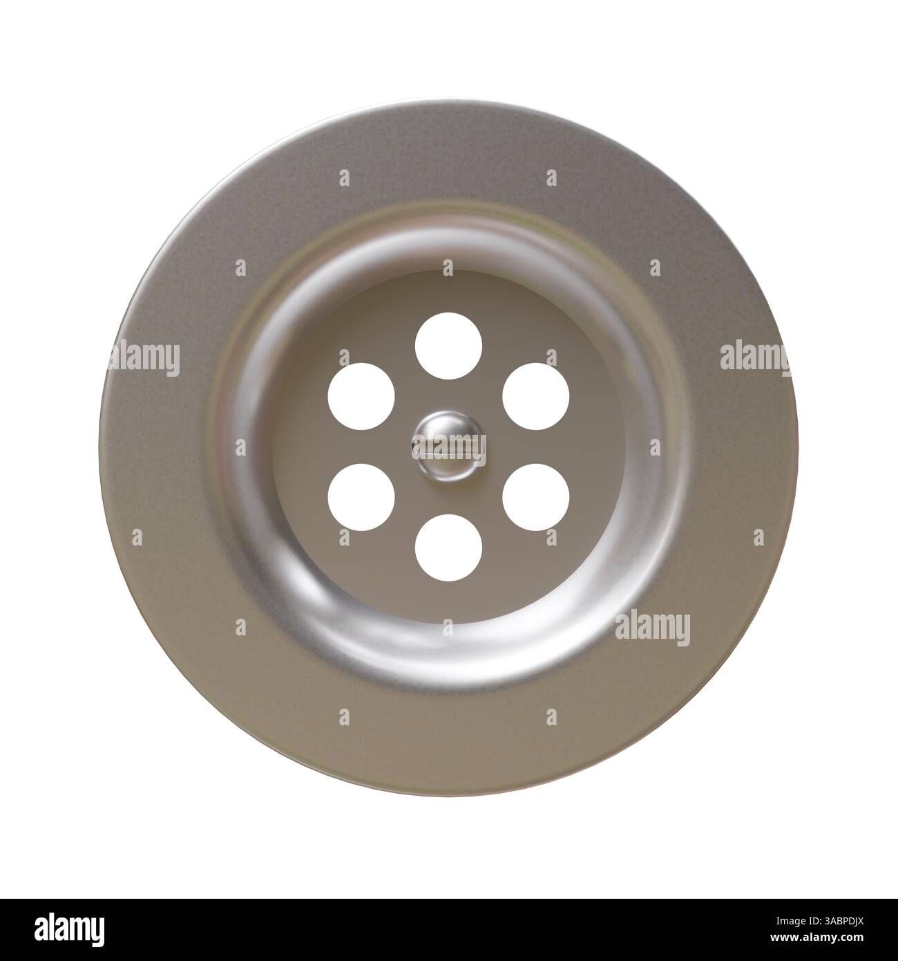 Stainless steel sink drain isolated on white, top view. 3d render Stock ...