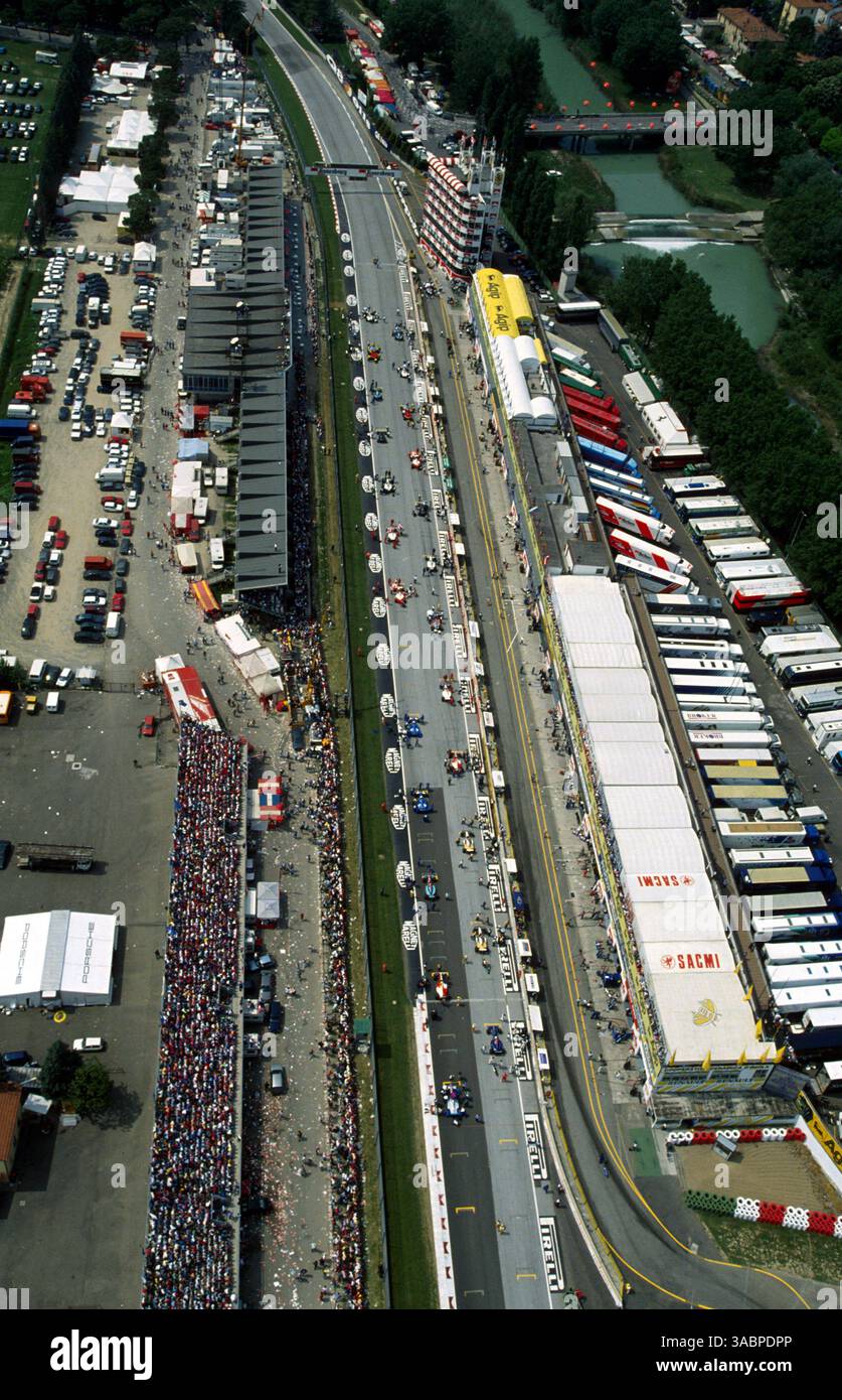 The cars line up on the grid for the start of the race...San Marino ...