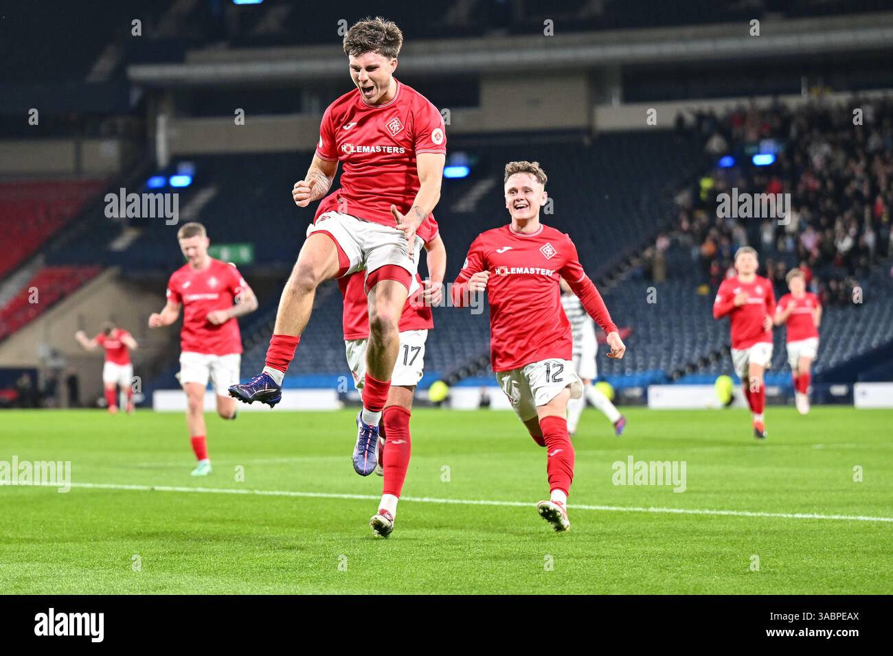 Glasgow, Scotland, UK. 2nd April, 2025. Mason Hancock of Airdrieonians ...