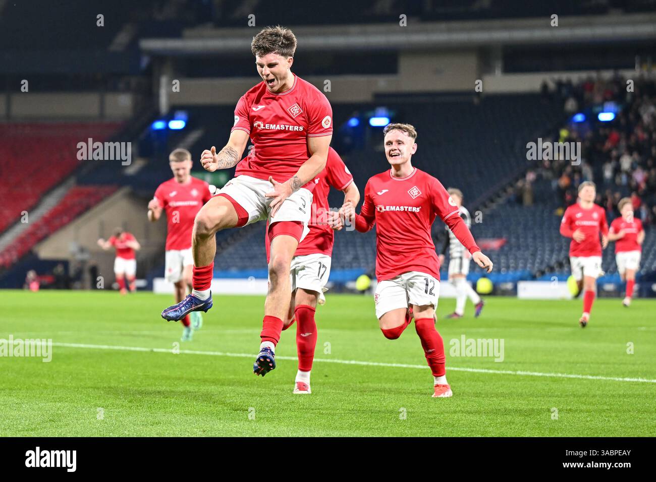 Glasgow, Scotland, UK. 2nd April, 2025. Mason Hancock of Airdrieonians ...