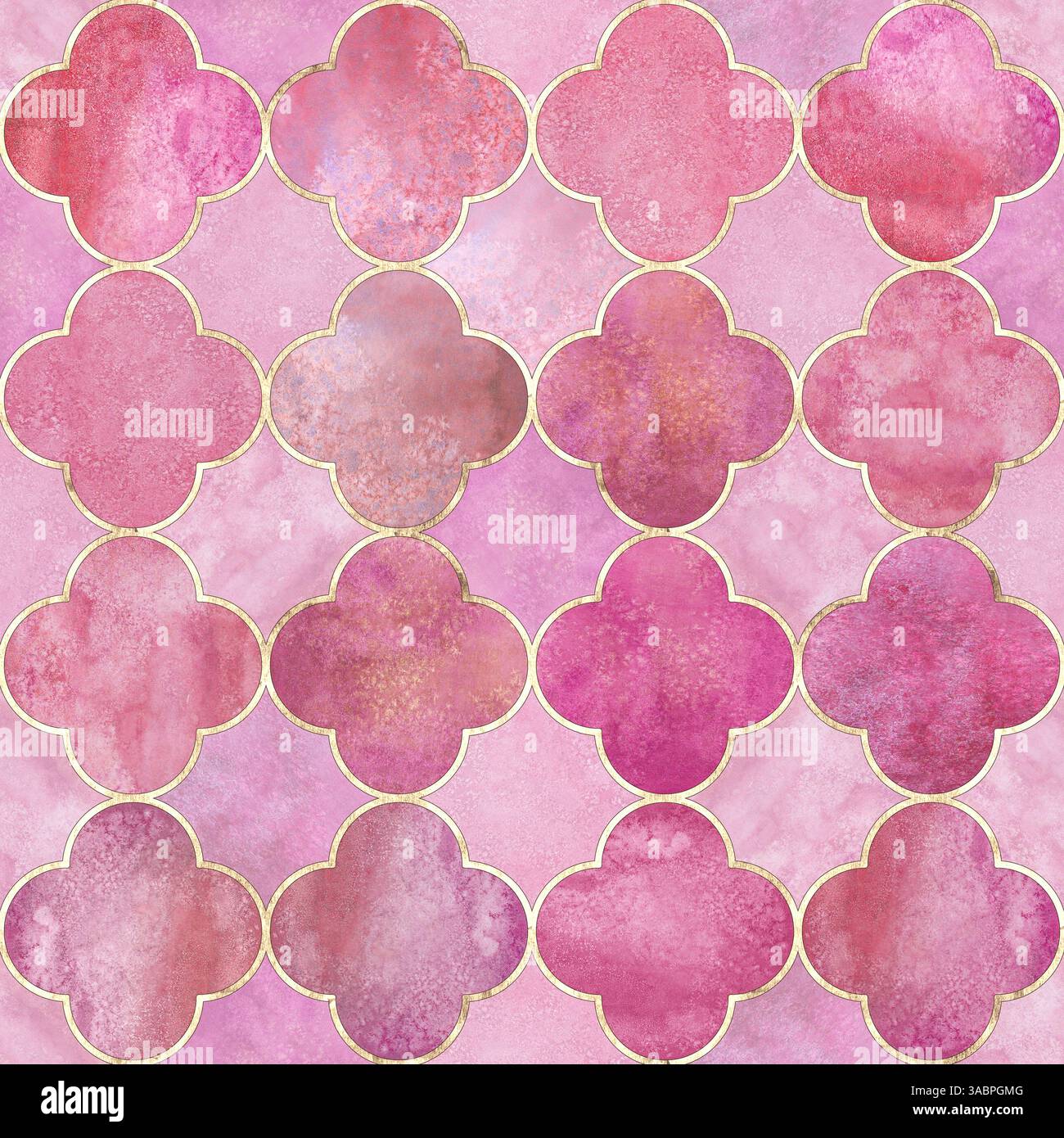 Watercolor gothic style clover leaf seamless pattern. Abstract hand ...