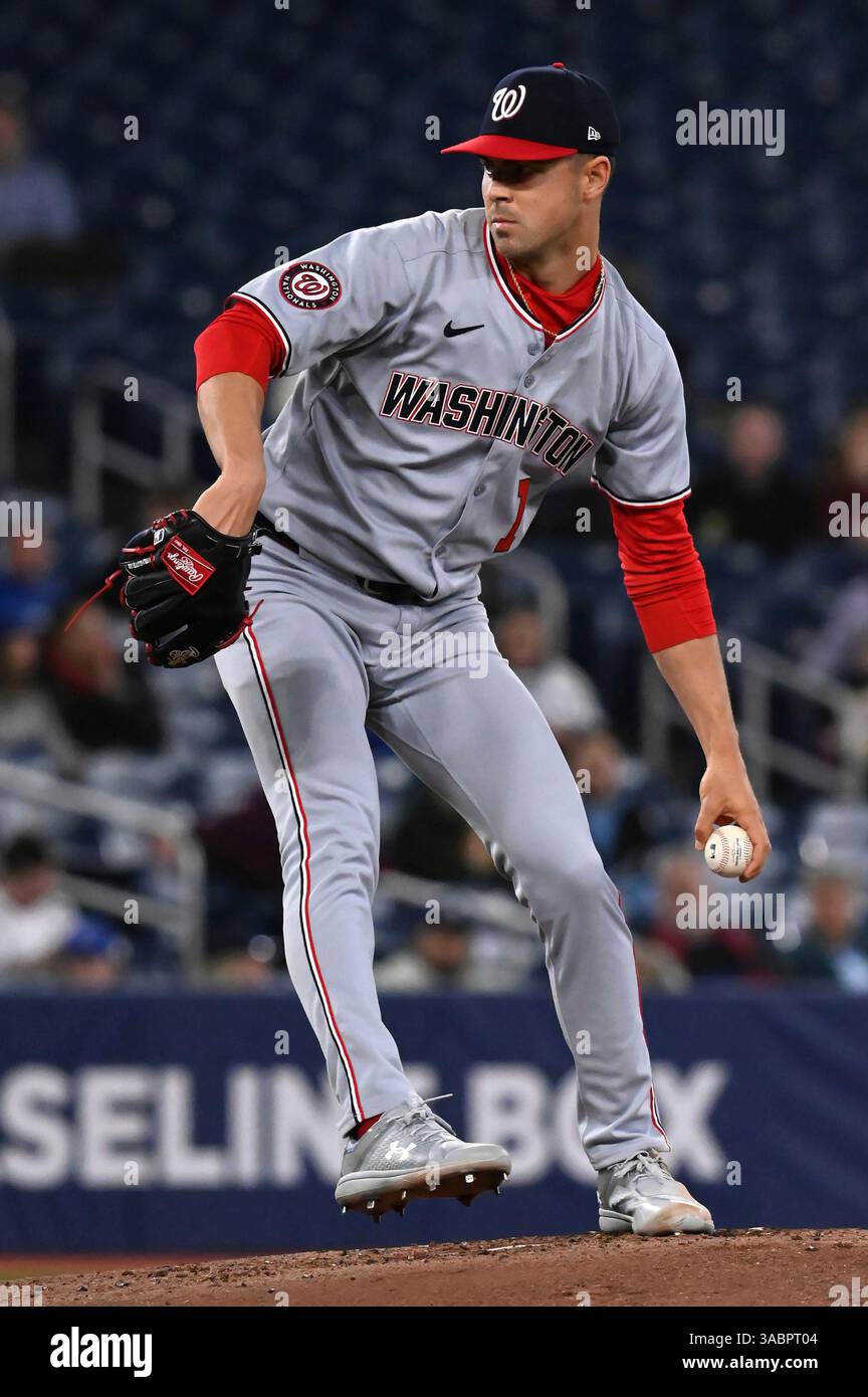 Washington Nationals starting pitcher MacKenzie Gore (1) throws to a ...