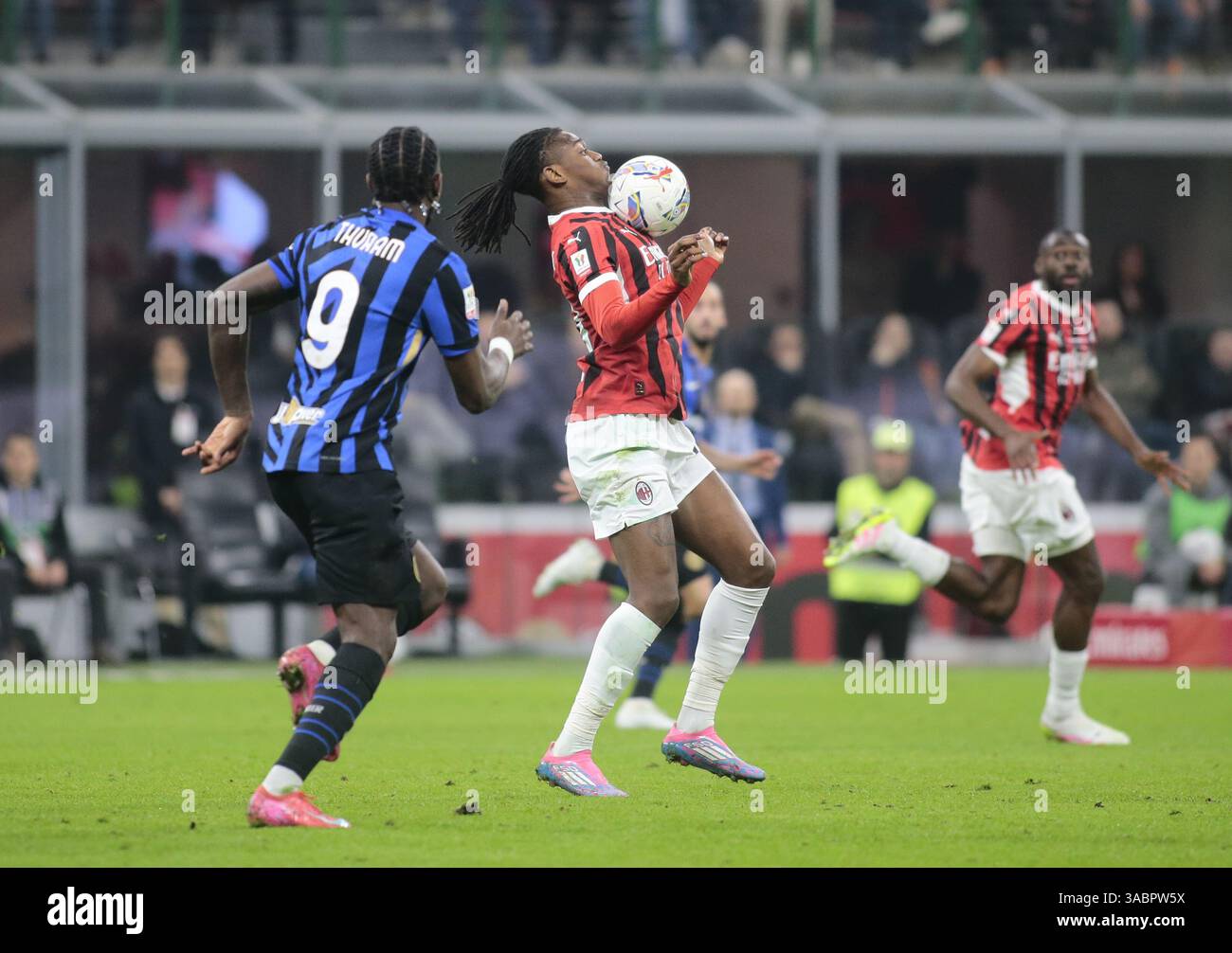 Milan, Italy. 02nd Apr, 2025. Rafel Leao of AC Milan during Coppa ...