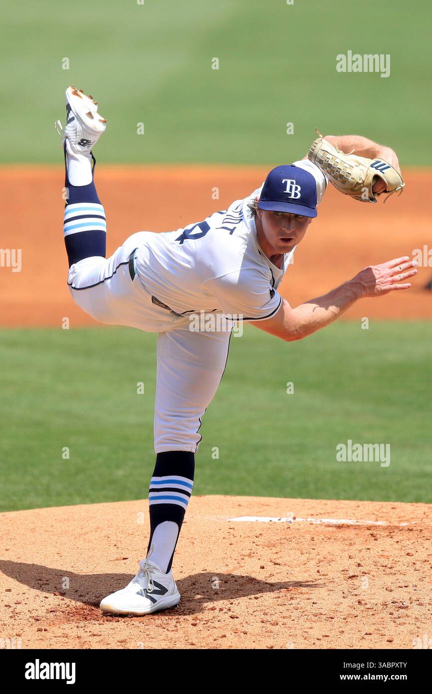 TAMPA, FL - APRIL 02: Tampa Bay Rays Pitcher Ryan Pepiot (44) delivers ...