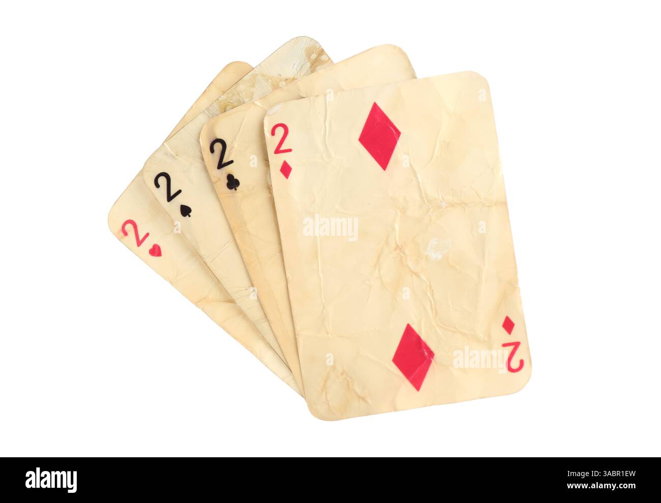 Old vintage playing cards isolated on white Stock Photo - Alamy