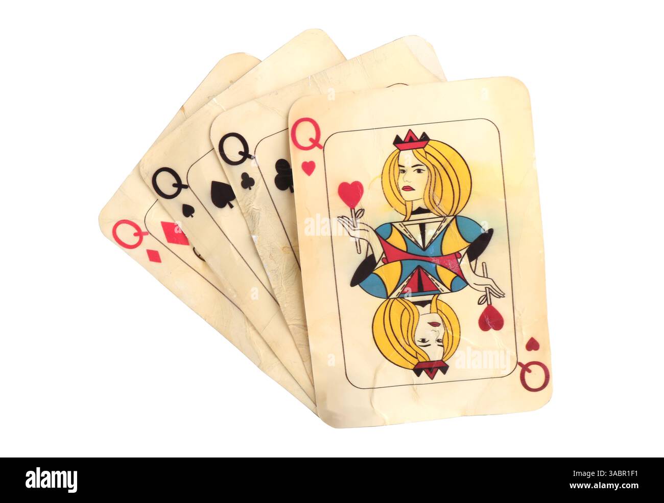 Old vintage playing cards isolated on white Stock Photo - Alamy