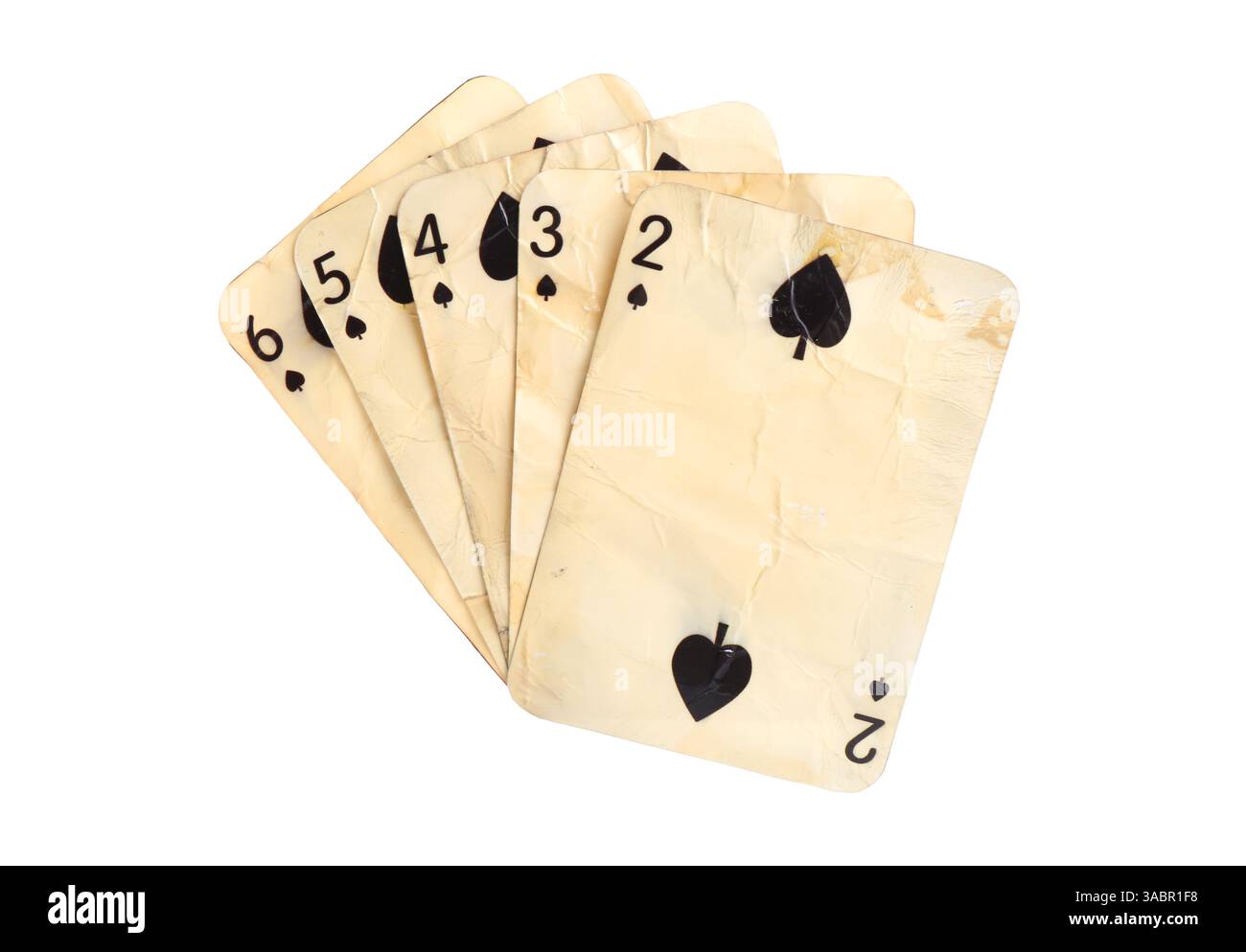 Old vintage playing cards isolated on white Stock Photo - Alamy