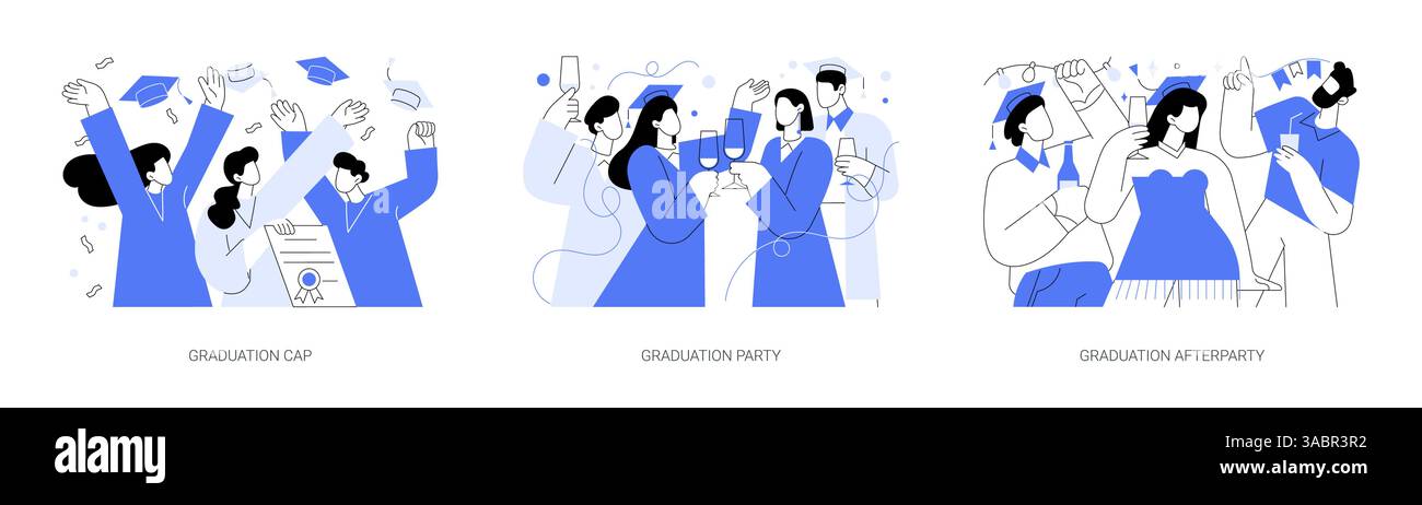 Graduation isolated cartoon vector illustrations set Stock Vector Image ...