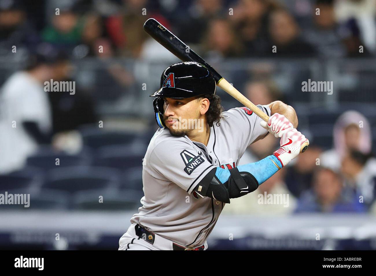 BRONX, NY - APRIL 01: Alek Thomas #5 of the Arizona Diamondbacks at bat ...