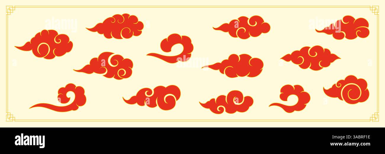 Traditional Chinese cloud set with elegant swirling shapes. Ornamental ...