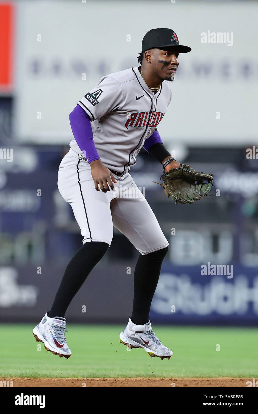 BRONX, NY - APRIL 01: Geraldo Perdomo #2 of the Arizona Diamondbacks at shortstop during the ...
