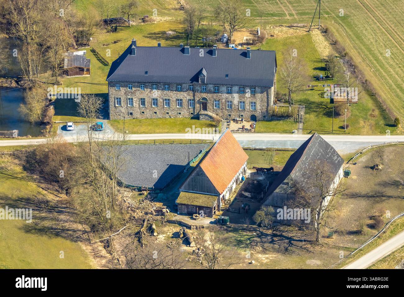 Luftbild, ehemaliges Kloster Galiläa, Enste, Meschede, Sauerland ...