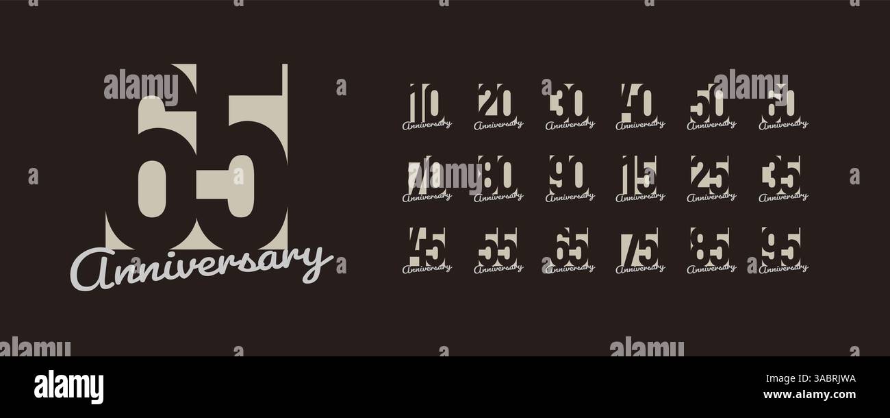 Vintage birthday jubilee anniversary numbers with script text ...