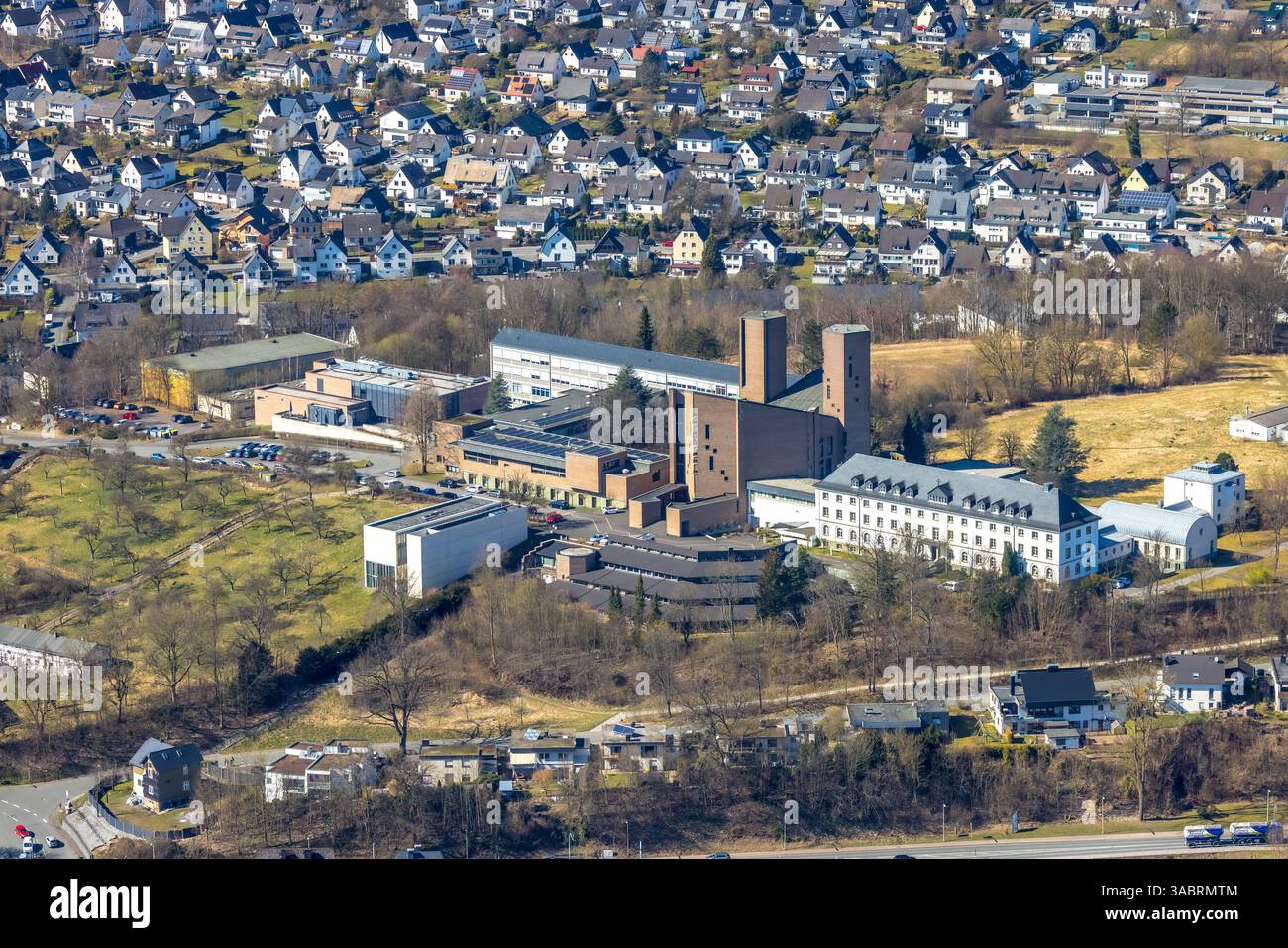 Luftbild, Abtei Königsmünster Kloster mit Gymnasium der Benediktiner ...