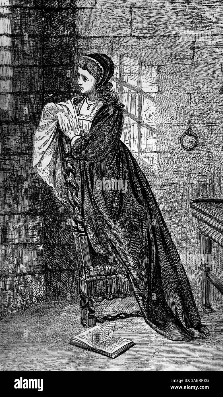 Illustration of Lady Jane Grey the Nine Days Queen looking out of the ...