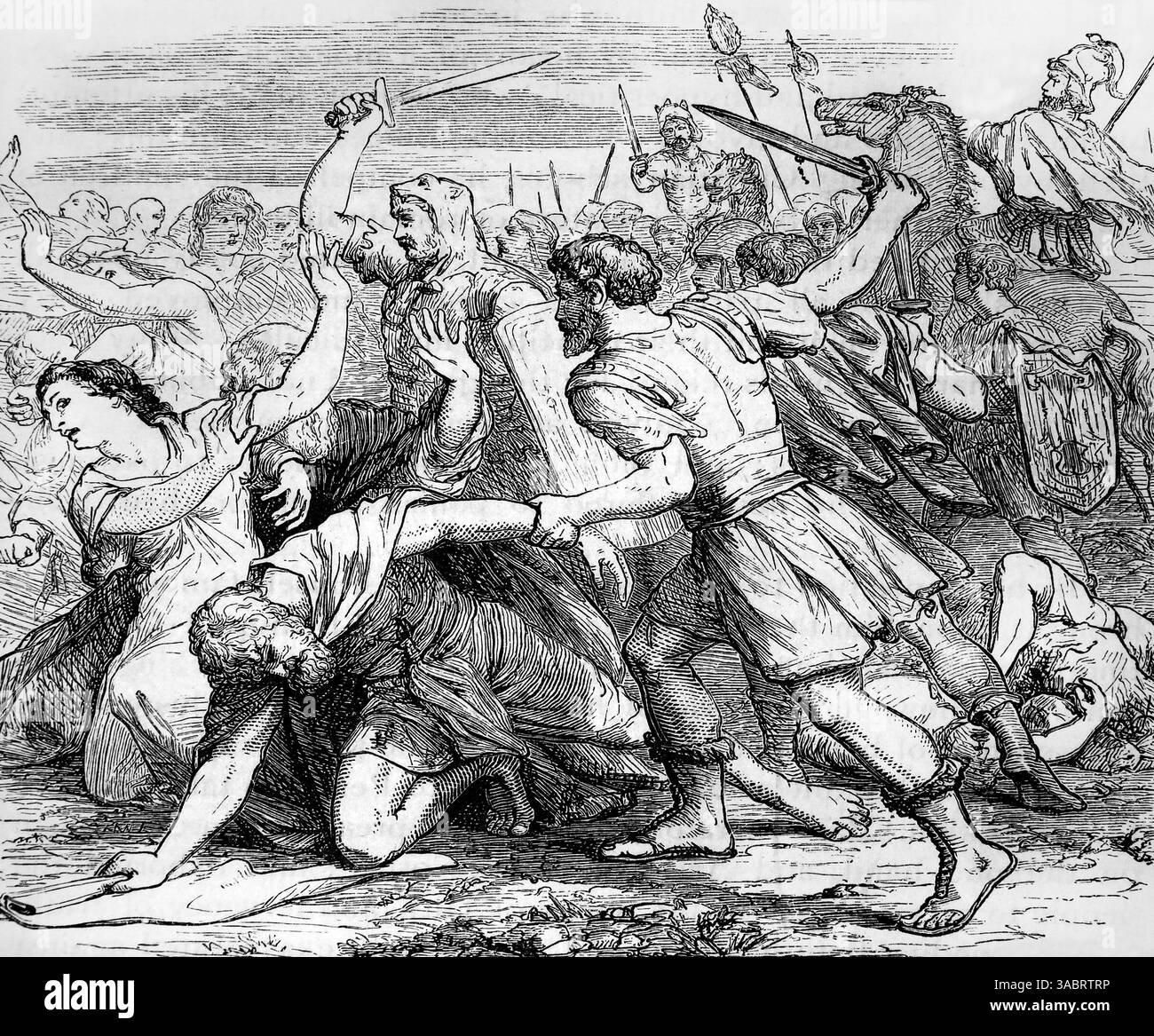 Illustration of the General Sebastian with his soldiers attacking ...