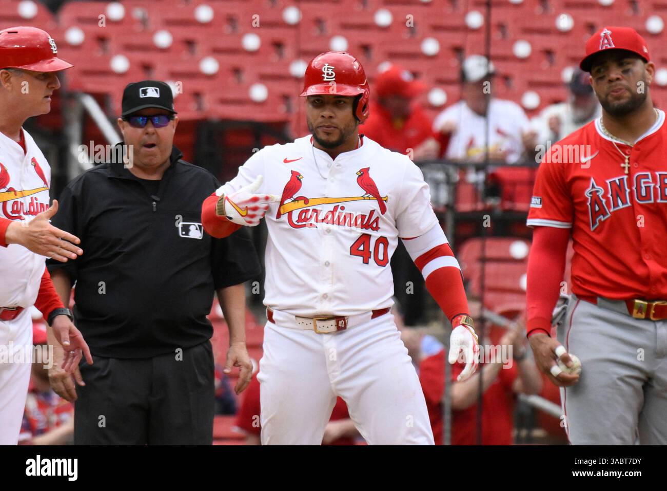 St. Louis Cardinals' Willson Contreras gestures after hitting a 2-run ...