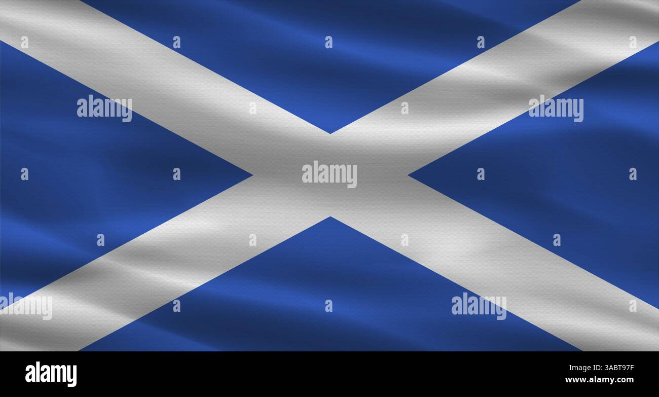 Scottish flag with fabric texture. Realistic flag of Scotland waving ...