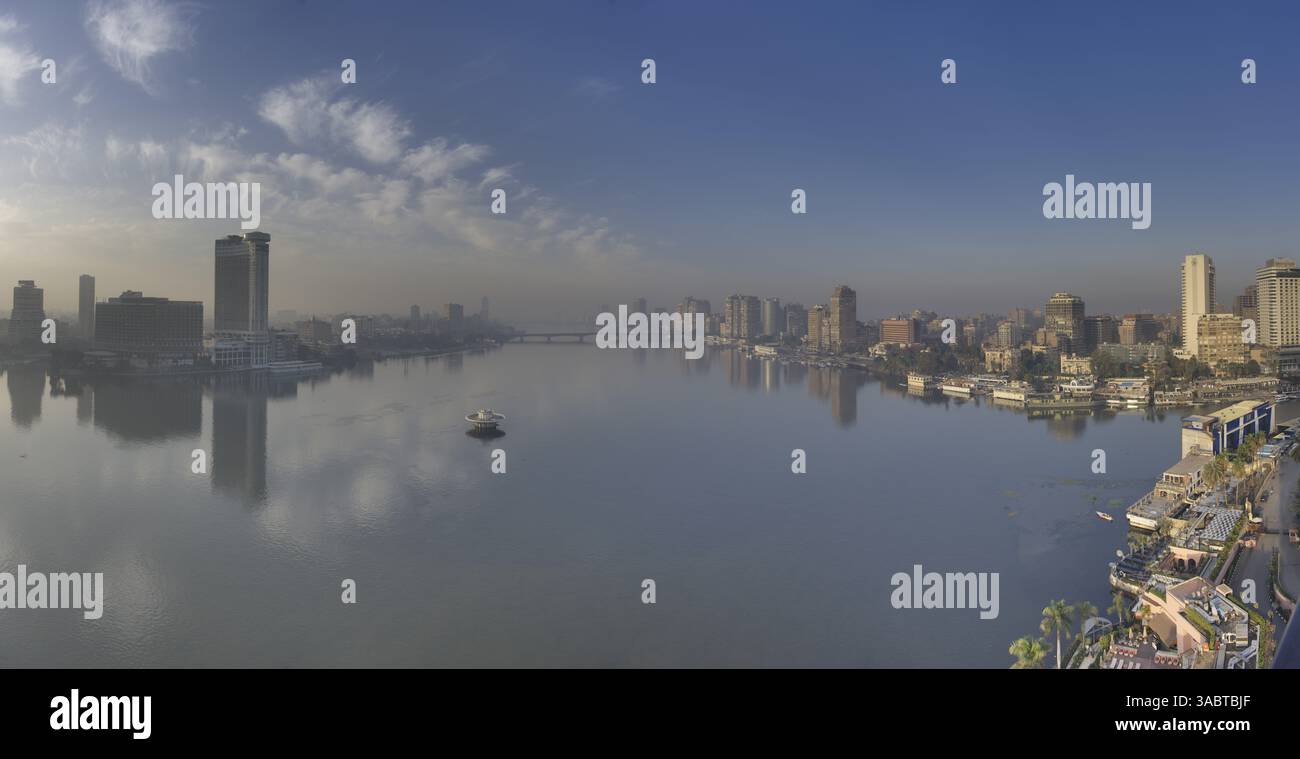 City panorama, blue sky, clouds, morning mood, Cairo, Egypt, Africa ...