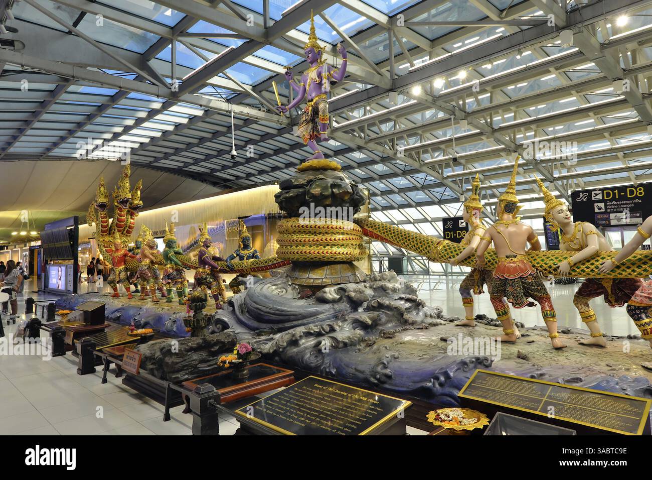 Group of figures from Thai mythology Scene of the Churning of the Milk ...
