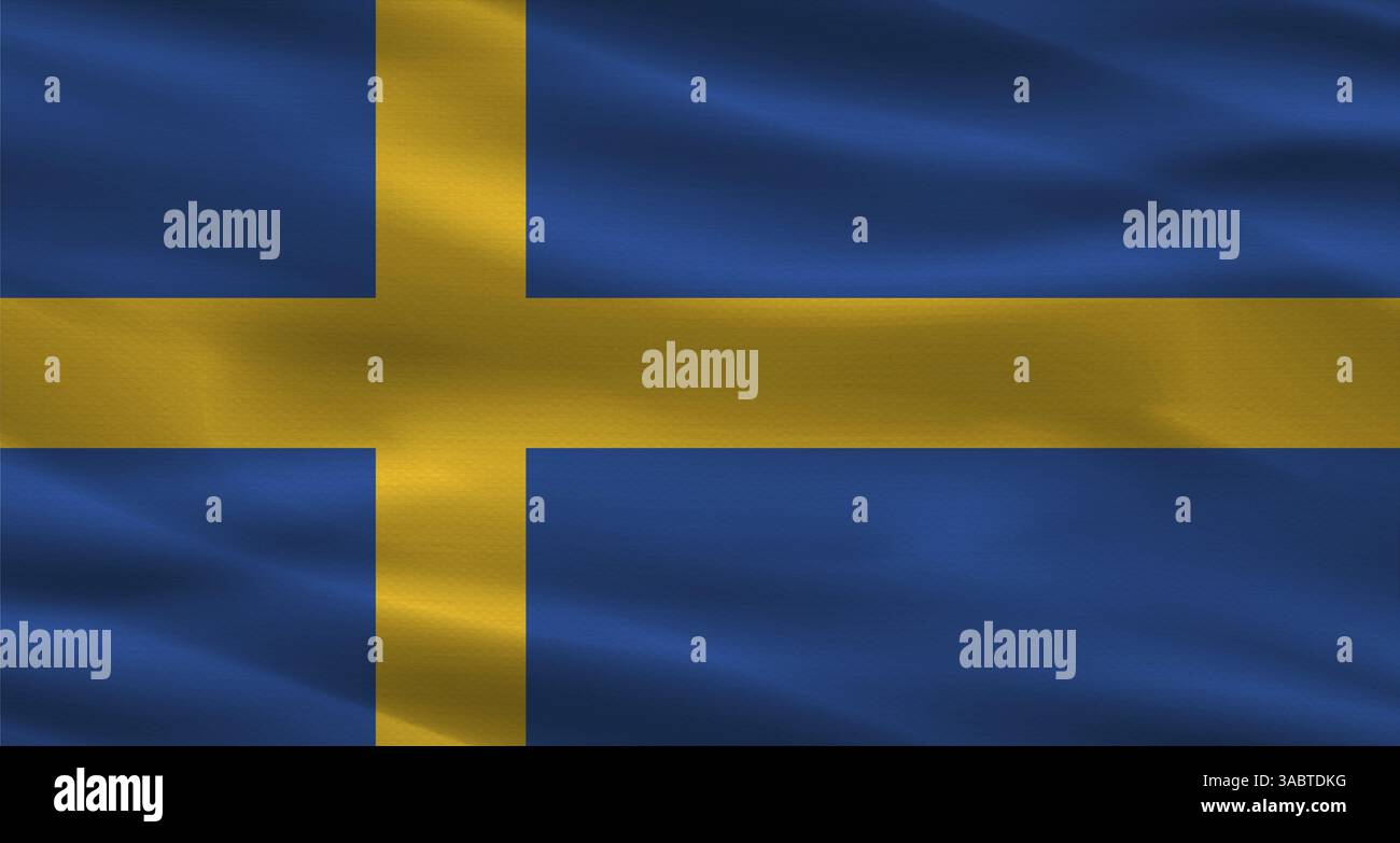 Swedish flag with fabric texture. Realistic flag of Sweden waving Stock Photo - Alamy