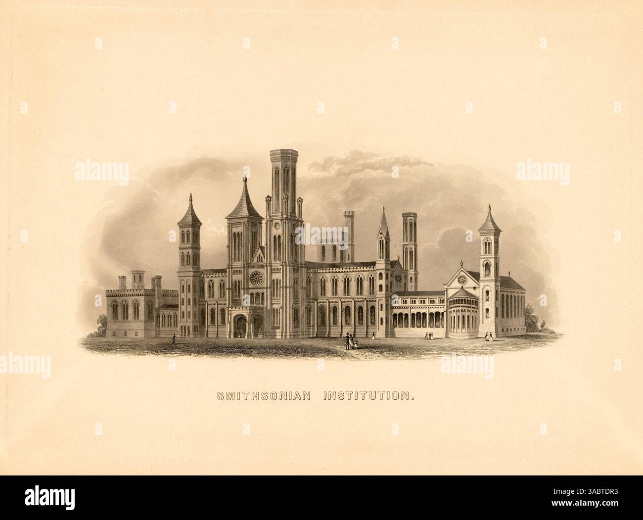 Historical print of the Smithsonian Institute building or The Castle ...