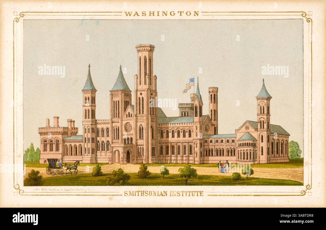 Smithsonian Institute building or The Castle (Smithsonian Castle) designed by James Renwick Jr ...