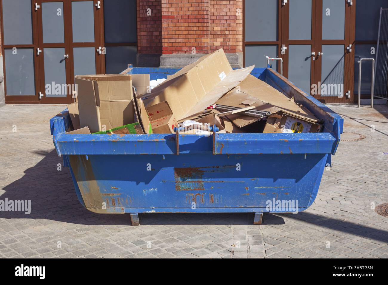 Container, waste container, skip filled with cardboard, Bremen, Germany ...